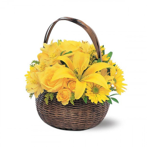 Yellow Floral Basket (Teleflora® - TF109-3) by FlowersEzGo.com™